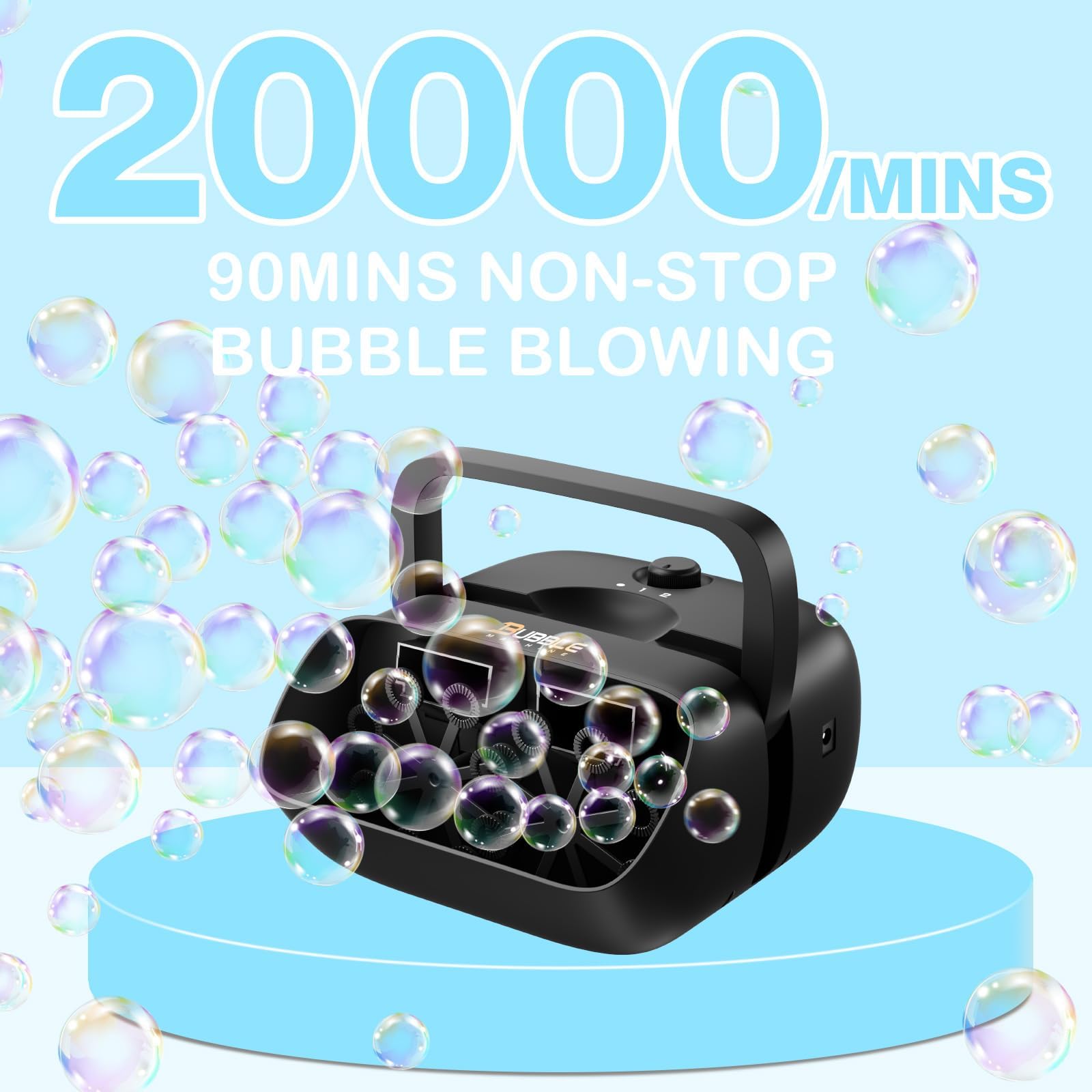 Bubble Machine, for Kids Age 3+ Gifts | 18000+ Big Bubbles Per Minute, with 2 Speed, Plug-in or Battery Powered