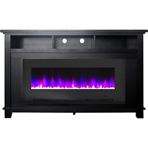 Cambridge San Jose 57'' Electric Fireplace with Crystal Insert, Multi-Color LED Flame, Remote, and Adjustable Heat Settings