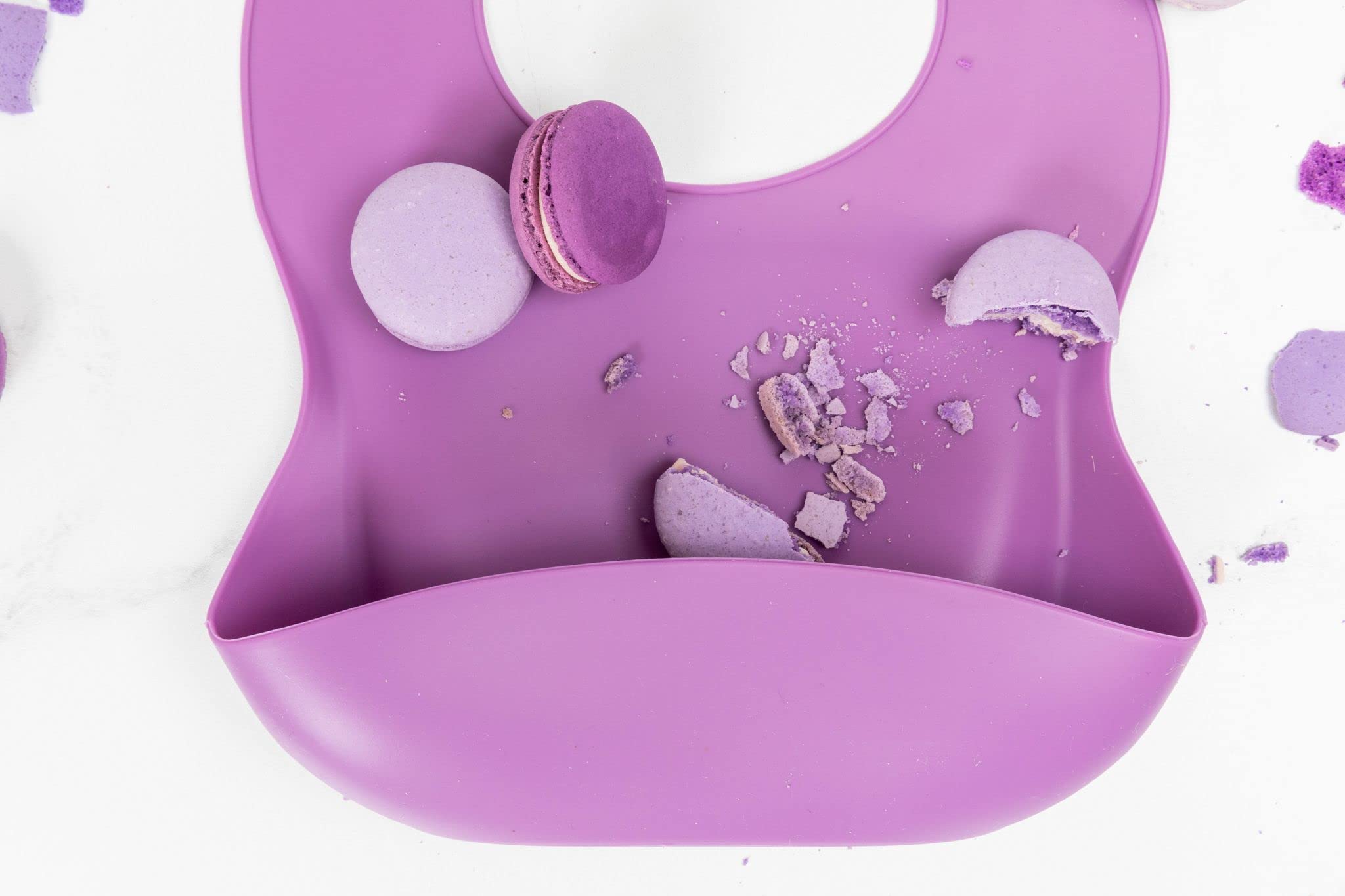 DAISY FRILLS Silicone Baby Bibs Infant Toddler Feeding | Muted Purple Multi Set Pack Of 3 | Waterproof, Durable, Adjustable, Soft!