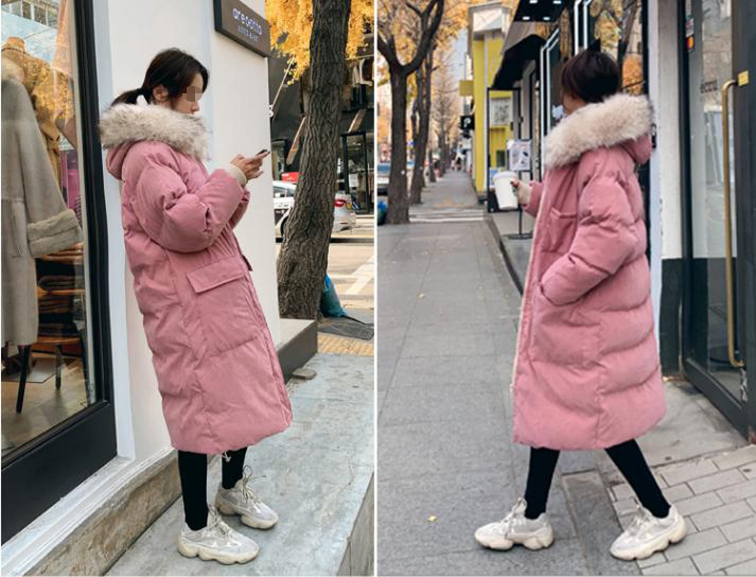 BLFYQB Female Cotton Corduroy Winter Nagymaros Collar in The Long Section Thicken Hooded Jacket Coat Students Soft and Comfortable/Pink/L