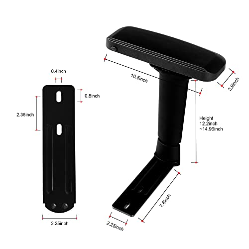 Frassie Height Adjustable Chair Armrest Pair, Gaming Boss Chair Arms Set Replacement,Black (4D)