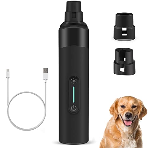 HOOLOP Dog Nail Trimmer Upgraded,Professional Rechargeable 3-Speeds Pet Nail Grinder for Small Medium Large Dogs Quiet with Led Light Cordless