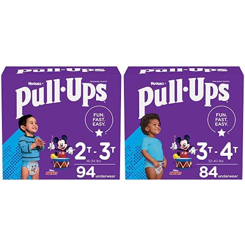 Boys Potty Training Pants Bundle: Pull-Ups Girls’ Potty Training Underwear, Training Pants, Size 2T-3T, 94 Ct & Size 3T-4T, 84 Ct