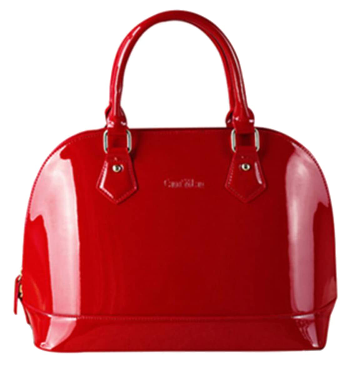 Platopotato Women's Satchel Purse Large Tote Lady Shoulder Bag Patent Leather Handbag Top Handle Shell Bag Red