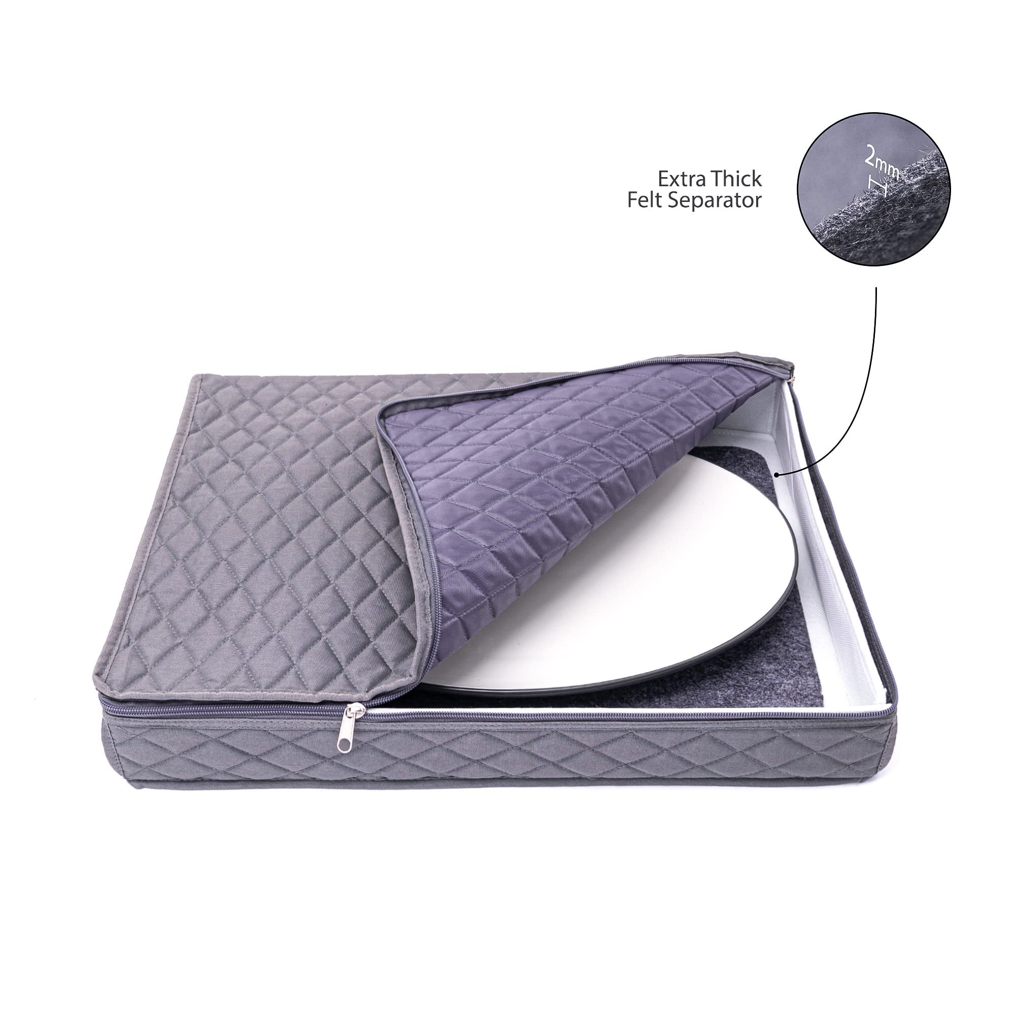 Bulb & Shade Large Platter Storage Case 19" x 14" - China Storage Container - Quilted, Hard Shell - Holds 2 Platters - Perfect Storage For Thanksgiving and Christmas Platters
