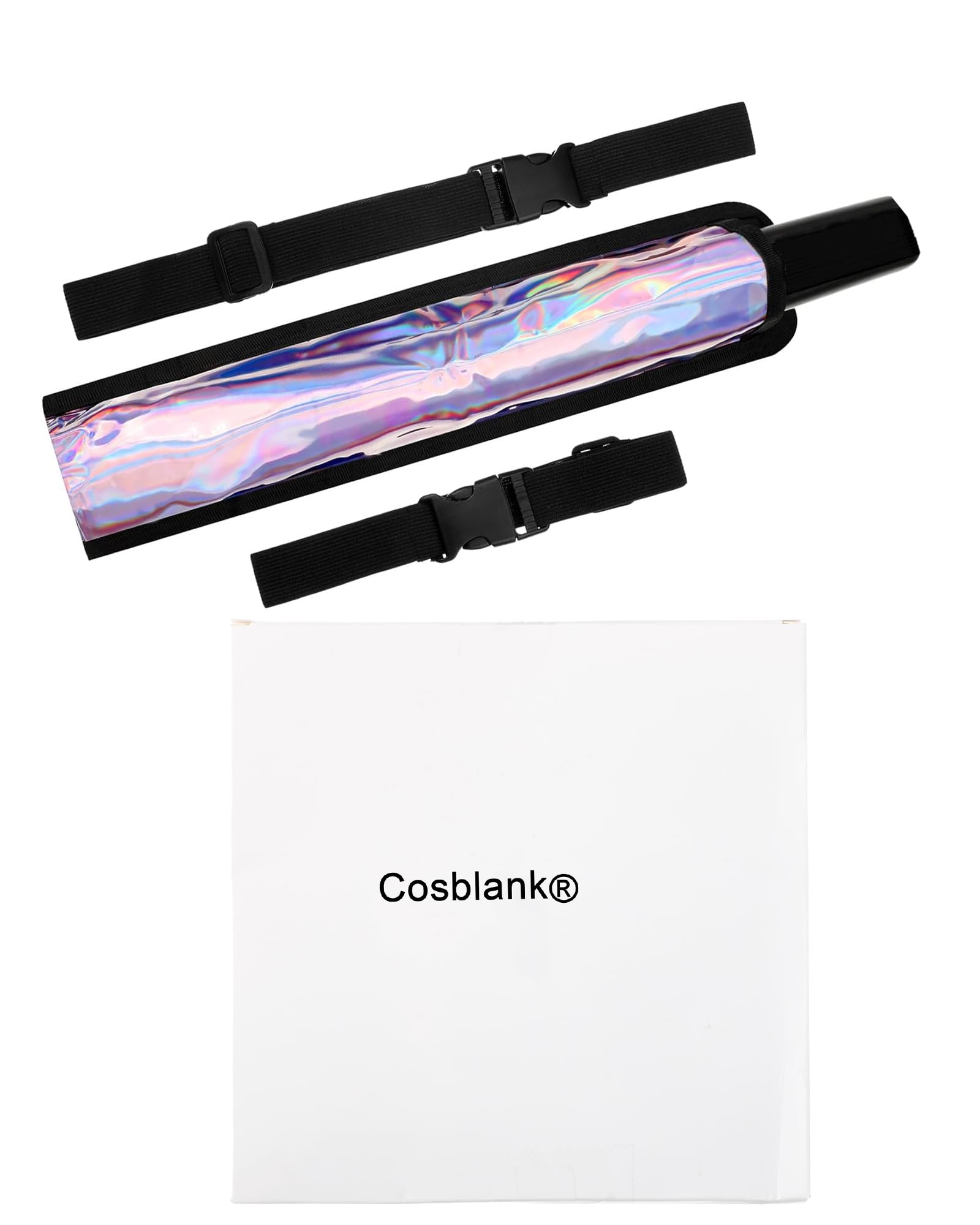 Cosblank Summer Rave Fan Holster Rave Fan Holder Folding Hand Fan Pouch Foldable Fan Sleeves with Waist Belt for Thigh Party (Holographic Silver,Classic Style)