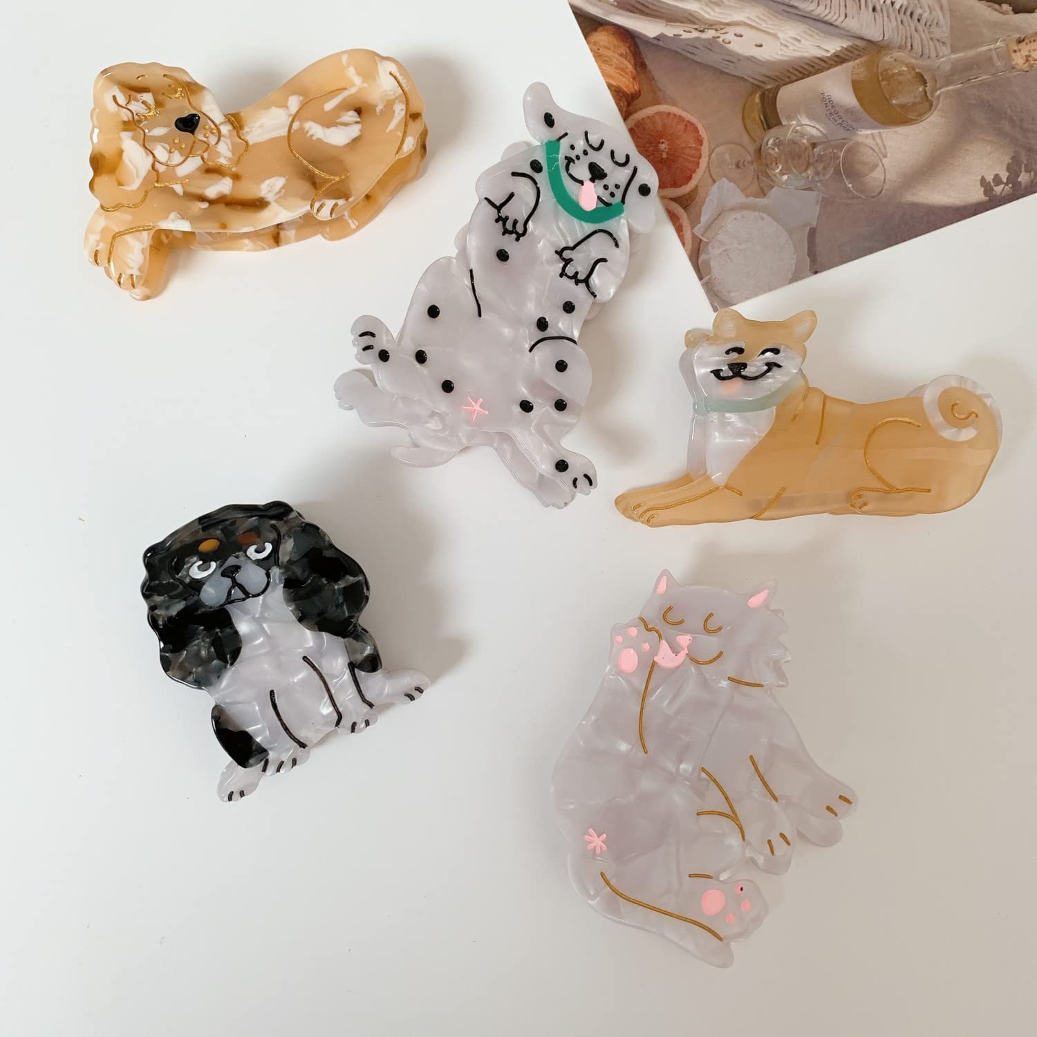 Dachshund Dog Hair Clips,Small Claw Clips for Girls,Acetate Hair Clips for Women,S10