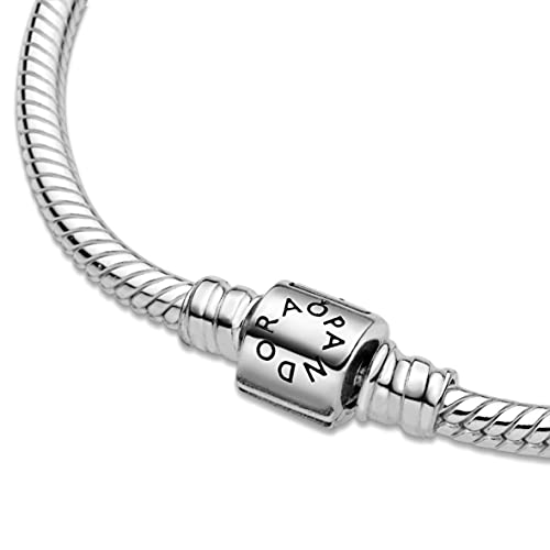 PANDORA Jewelry Moments Barrel Clasp Snake Chain Charm Bracelet for Women - Sterling Silver - 7.5"