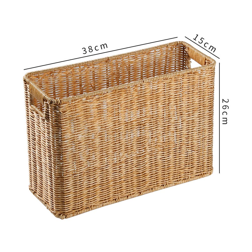 Cabilock Magazine Newspaper Basket Wicker Waste Basket Rustic Book Rattan Magazine Holder File Folder Organizer Decorative Storage Bins Chopsticks Magazine Basket Plastic Toilet Paper Child