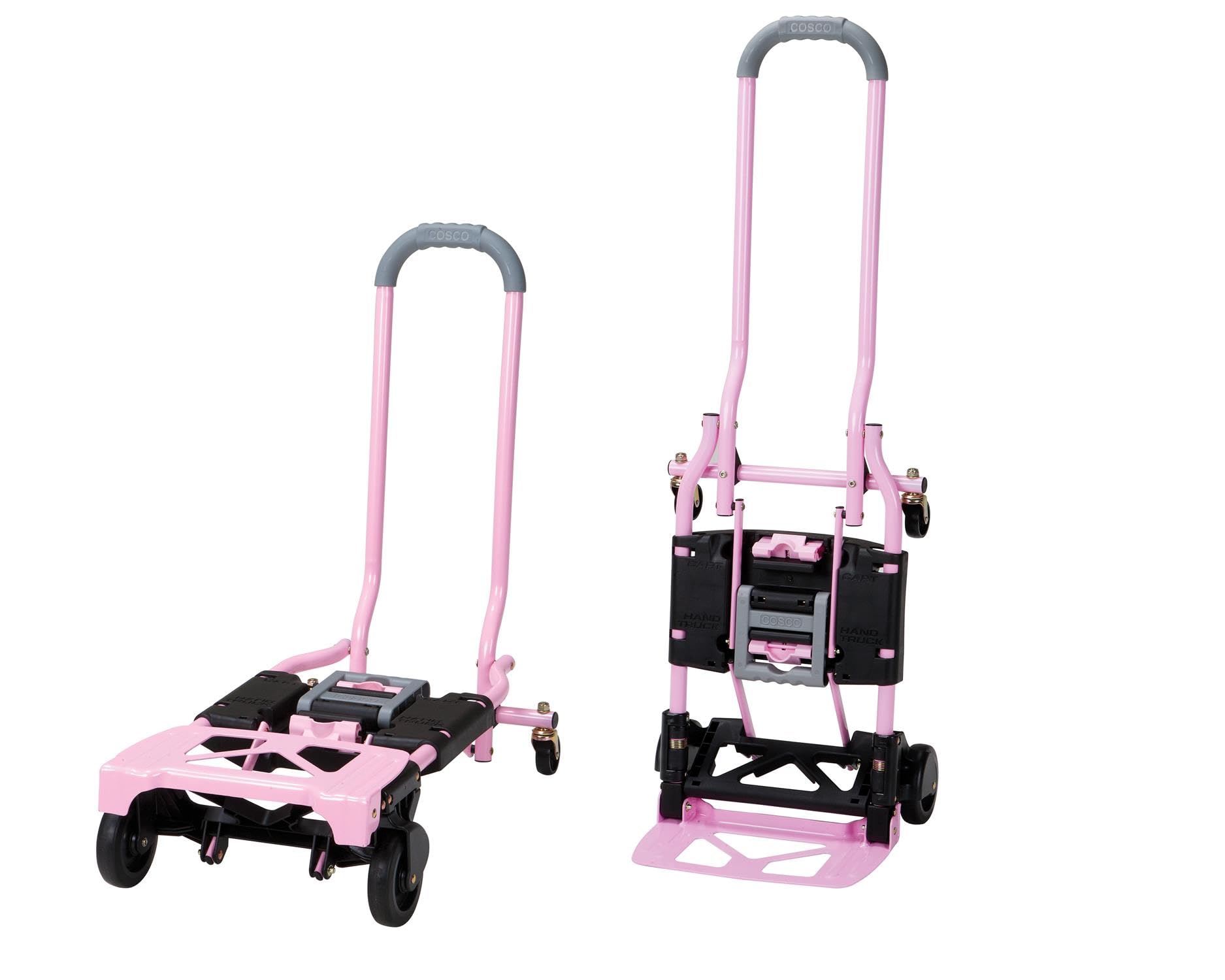 COSCO Shifter Folding Hand Truck and Cart, 300 lb Capacity, Orange and Pink