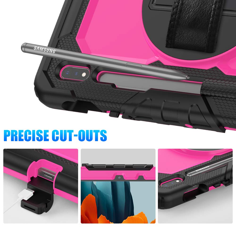 Case for Galaxy Tab S8/S7 11 Inch with Screen Protector Pen Holder Hand Strap Rotating Kickstand | Herize Heavy Duty Shockproof Rugged Case for Samsung Tab S8/S7 Model SM-SM-X700/X706/T870/T875/T878