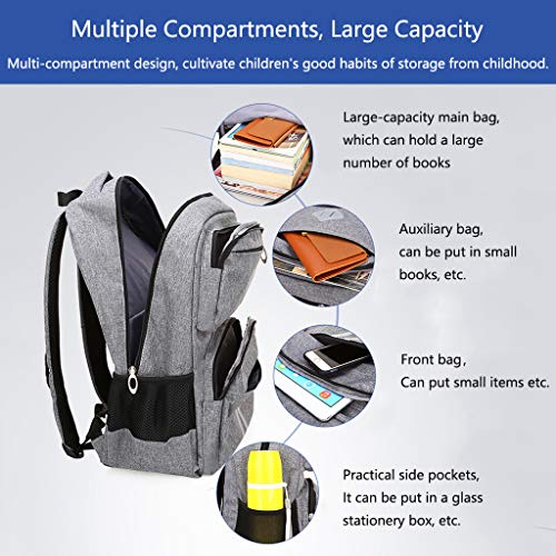 HOPYOCK® Kids Backpacks for Boys,Multi-Pocket Primary and Middle School Bookbags for Boys with Reflective Design,Fit for 6-16 Years Old