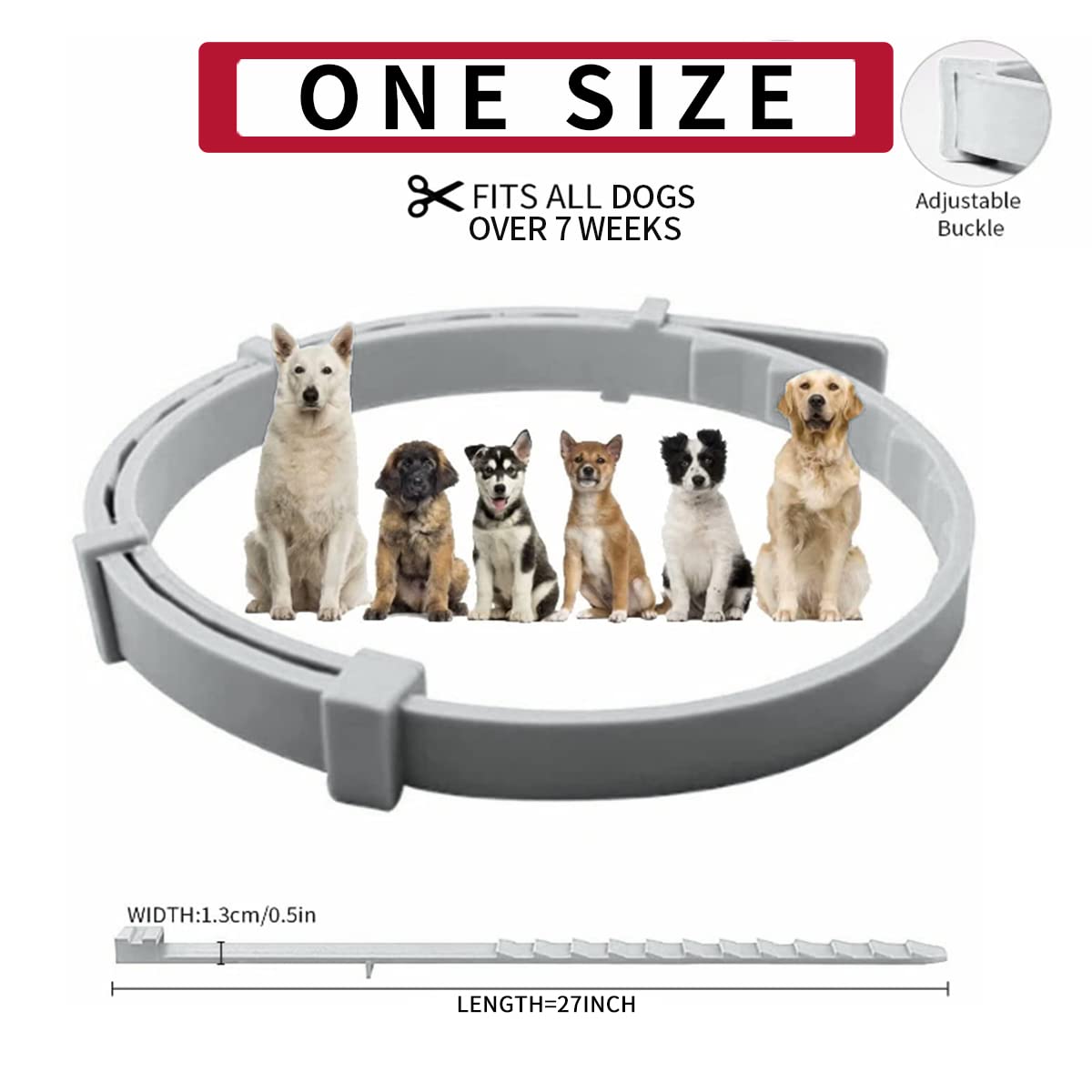 Flea and Tick Collar for Dogs, Flea and Tick Prevention for Dog, 27 Inch, 8 Month Protection, 1 Pack