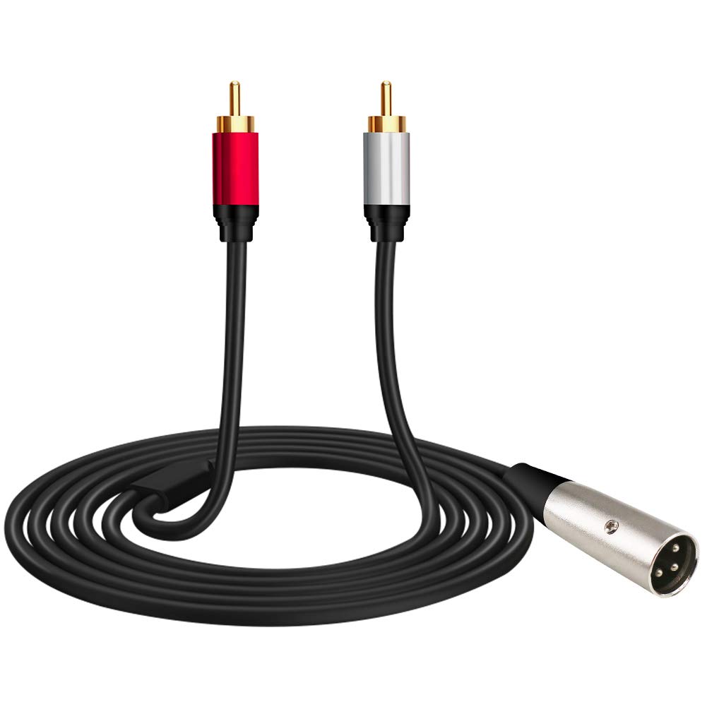 Yeung Qee XLR Male to 2RCA Male Y Splitter Patch Cable, 1 XLR Male 3 Pin to Dual RCA Male Plug Stereo Audio Cable Connector,for Microphone Mixing Console Amplifier。 (XLR Male to 2RCA,5ft/1.5m)