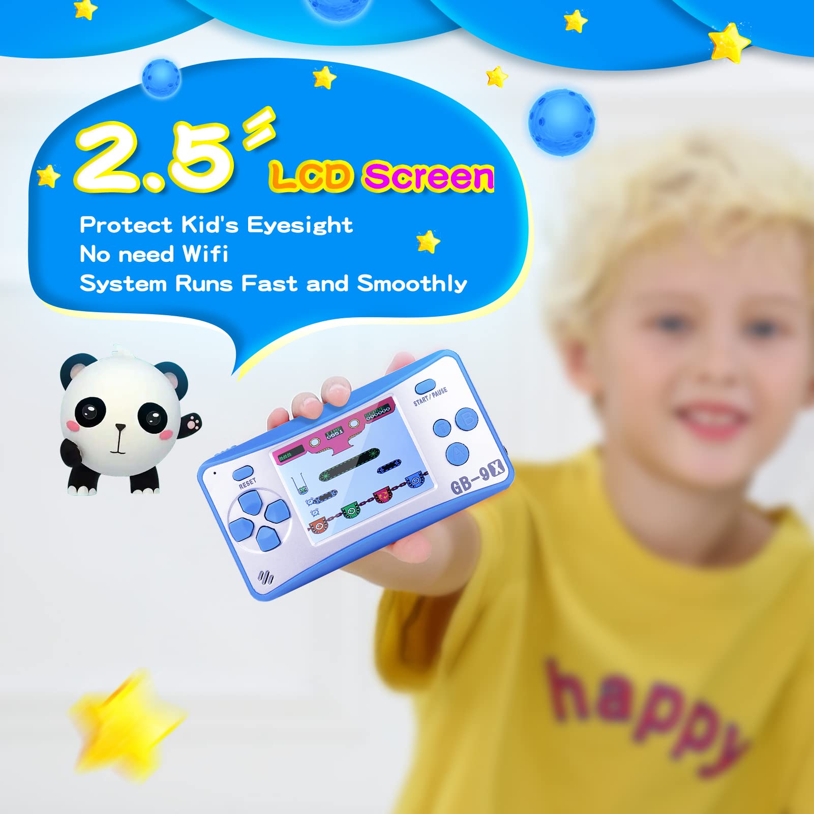 X-JOYKIDS Portable Handheld Games for Kids 2.5" LCD Screen Game Console TV Output Arcade Gaming Player System Built in 168 Classic Retro Video Games Birthday for Your Boys Girls-(Blue)