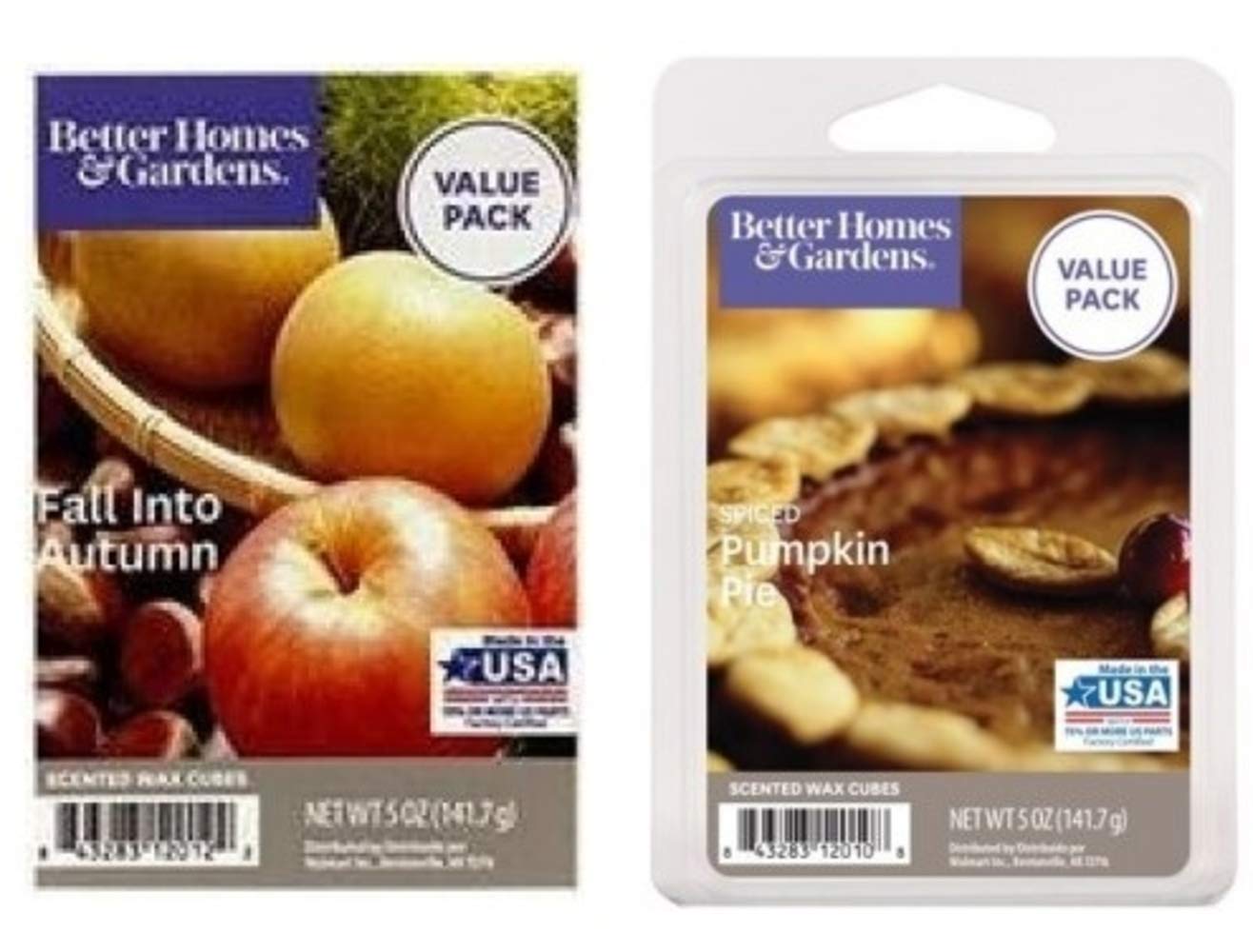 Better Homes and Gardens Wax Cubes Baking Scented Melts, 2-Pack Value Pack Bundle (5-oz Fall Into Autumn + 5-oz Spiced Pumpkin Pie)