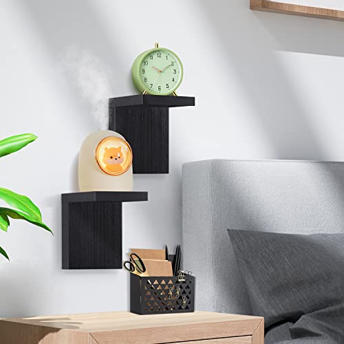 GDYUS Floating Shelves, Wood Small Floating Shelf Wall Mounted, Hanging Display Shelves Set of 3, Wall Shelf for Bedroom Living Room Bathroom Office Decoration