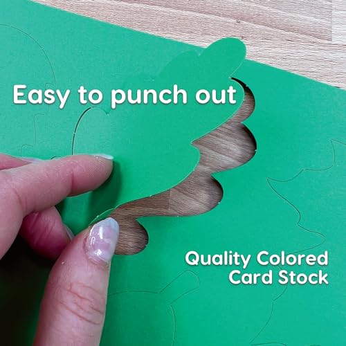 FreshCut Crafts | 120 Pieces Spring Leaf Paper Cutouts with IDEA GUIDE, 2-Sided US Made Card Stock Punch Out Maple Oak Birch Leaves for Bulletin Boards, Classroom Decor, and Posters