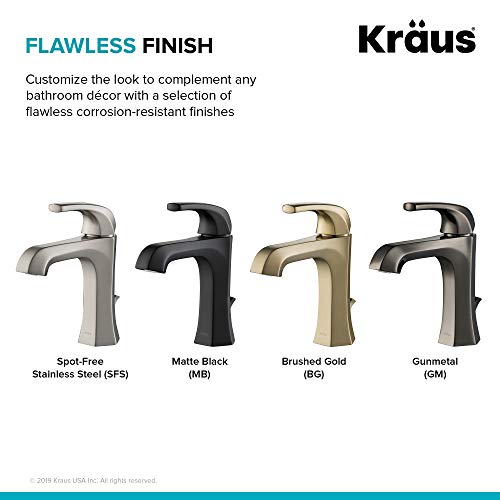 KRAUS Esta Single Handle Basin Bathroom Faucet with Lift Rod Drain in Brushed Gold, KBF-1211BG
