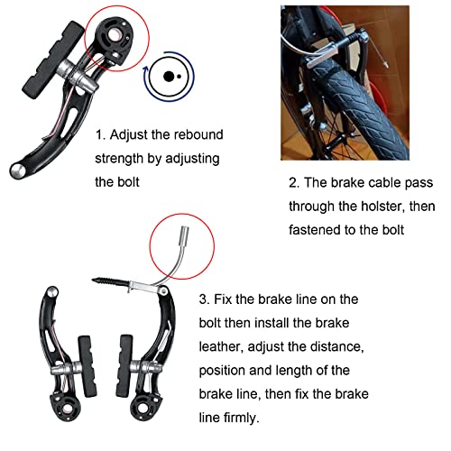 Lomodo 6 Pieces Bicycle Brake Accessories Including 2 Pack Aluminium Alloy Brake Levers (2.2 cm in Diameter) and 2 Pair V Brake Set and 2 Pack Brake Wire for Mountain/Road/MTB Bike(Red)