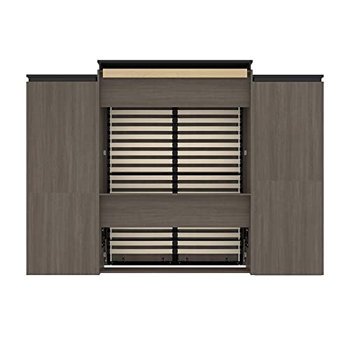 Atlin Designs 124" Modern Wood Queen Murphy Bed and Storage with Drawers in Gray