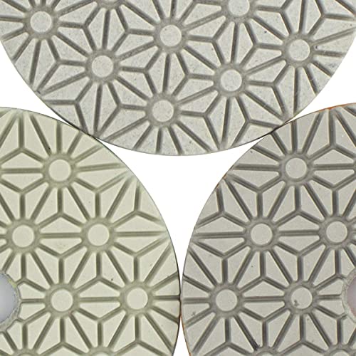 FINGLEE DT 4 inch 3 Steps Diamond Dry Polishing Pad Diamond Resin Discs for Granite Marble Quartz (5pcs Grit2)