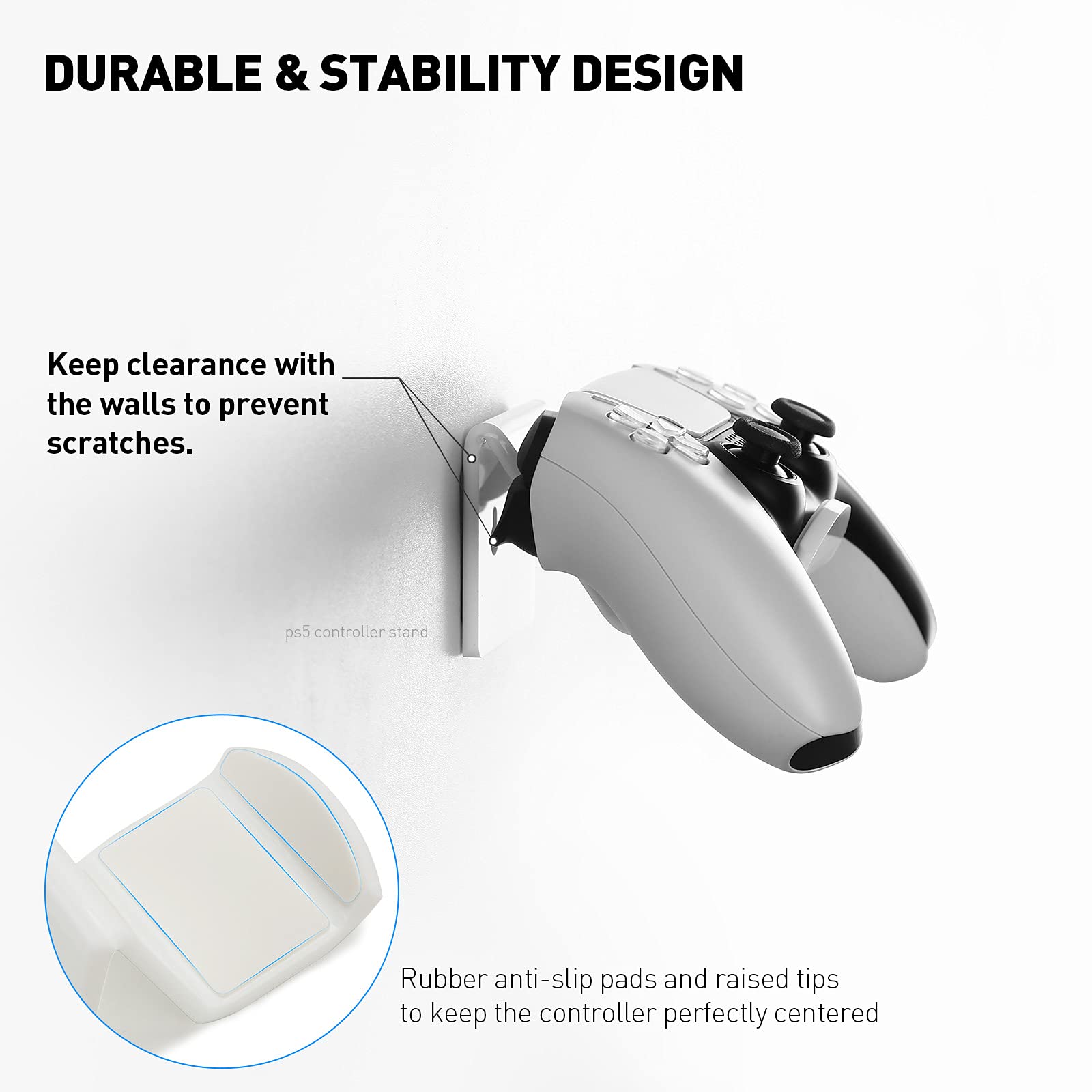 OAPRIRE Universal Controller Stand Holder 2 Pack for XBOX ONE PS4 PS5 SWITCH, Controller Wall Mount Gaming Accessories with Cable Clips&Anti-Slip Pads (White)