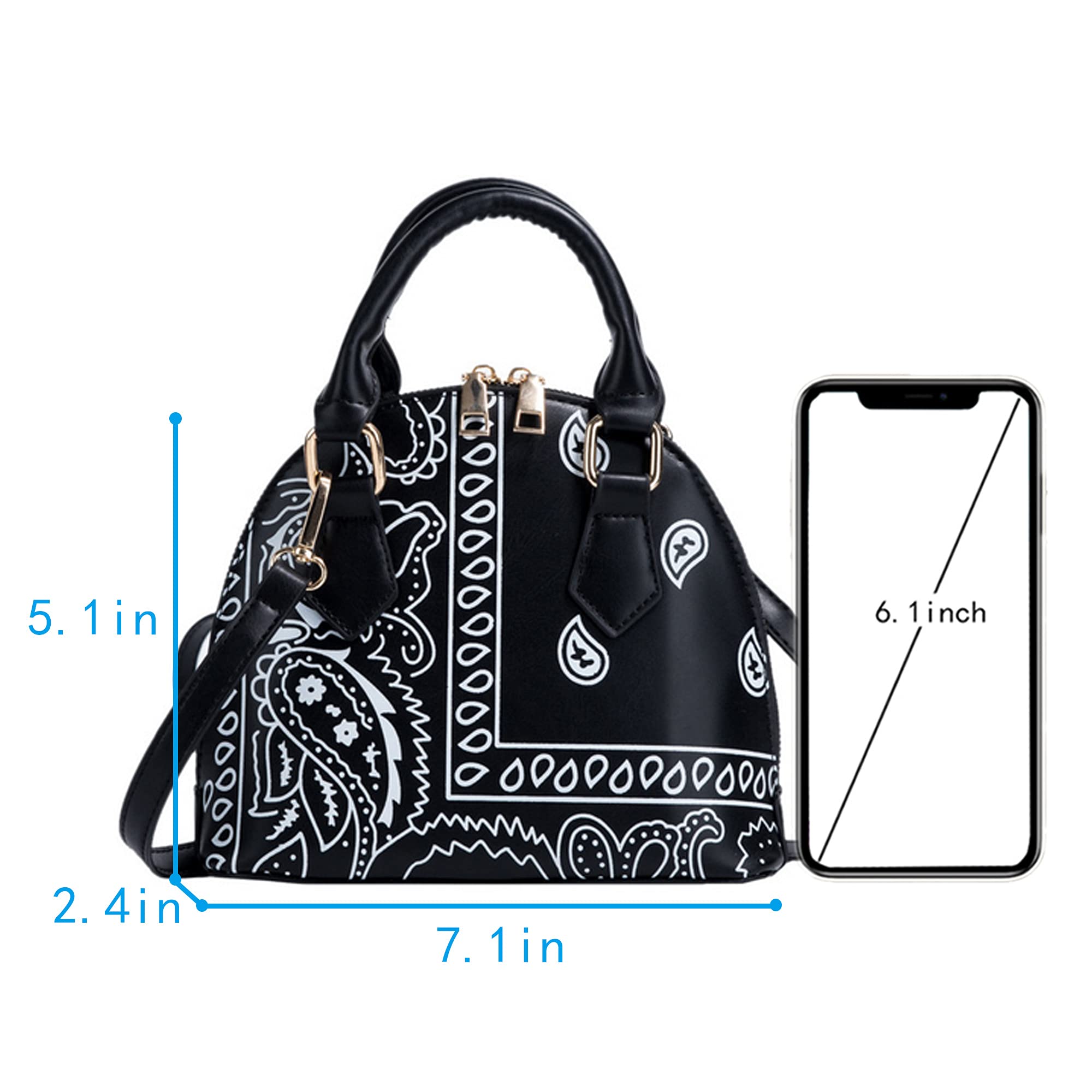 U Scinan Patent Leather Top Handle Tote Bag Mini Zip Around Dome Shoulder Bag Shell Shape Cross Body Handbag Purse Satchel