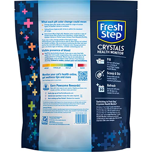 Fresh Step Crystals Health Monitoring Cat Litter, Color-Changing Litter Helps Detect Irregularities in Cat Urine, Controls Odor for 30 Days, 7 lb. Bag