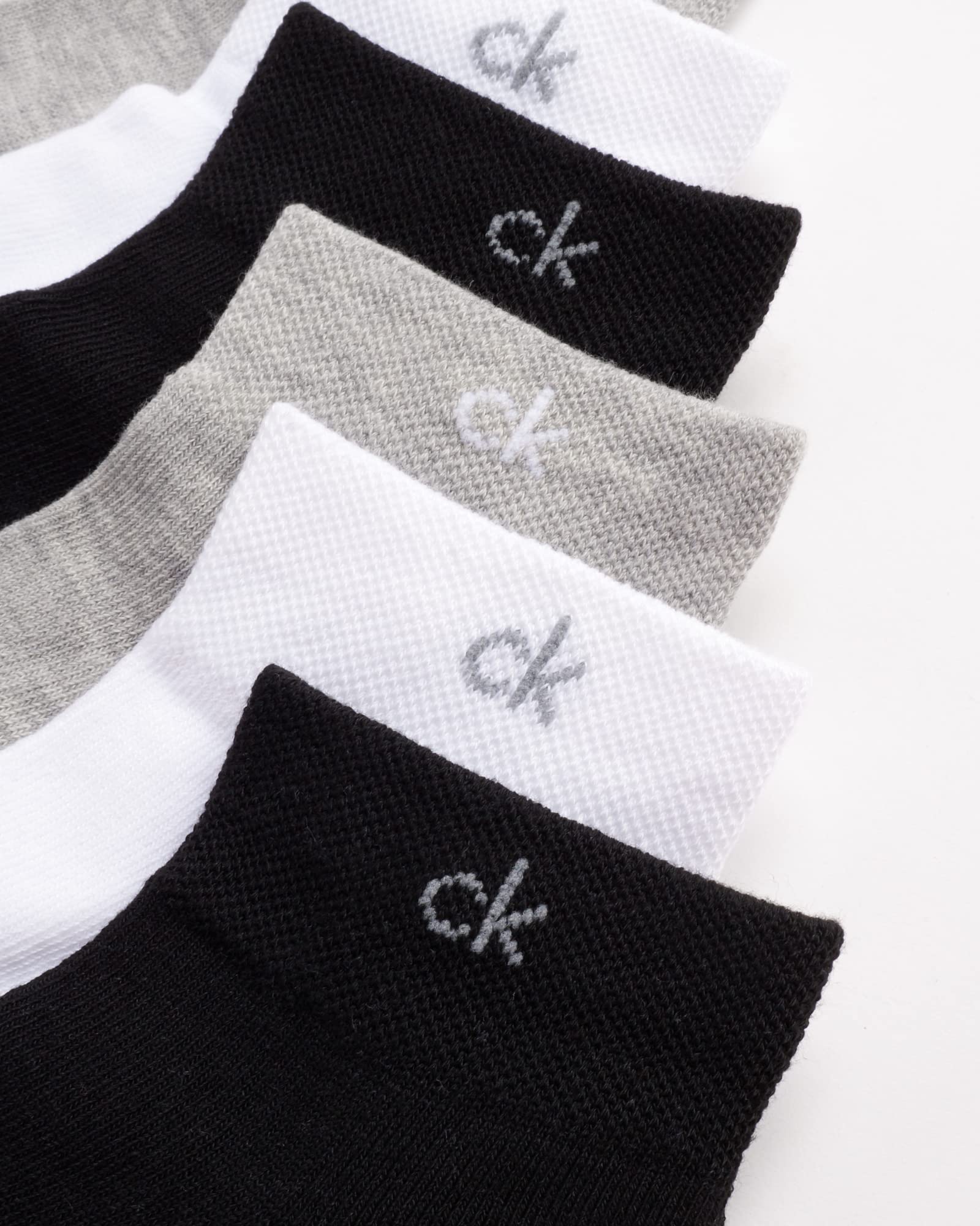 Calvin Klein Women's Athletic Sock - Cushion Quarter Cut Ankle Socks (6 Pack), Size 4-10, BlackWhiteGrey