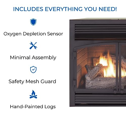 Duluth Forge Dual Fuel Ventless Gas Fireplace Insert, Remote Control, 6 Fire Logs, Use with Natural Gas or Liquid Propane, 32000 BTU, Heats up to 1500 Sq. Ft., Black