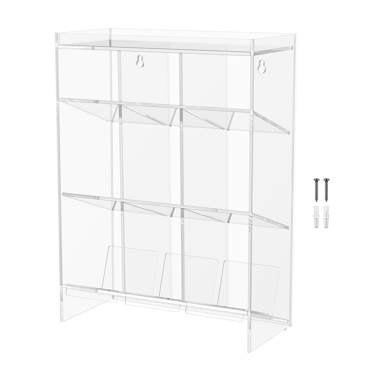 Tube Rack Clear Acrylic 9 Compartment 11.5"W x 5.5"D x 16"H Wall Mount with Hanging Hardware or Countertop Clinics Hospitals Food Industry and Pharmaceutical by Marketing Holders