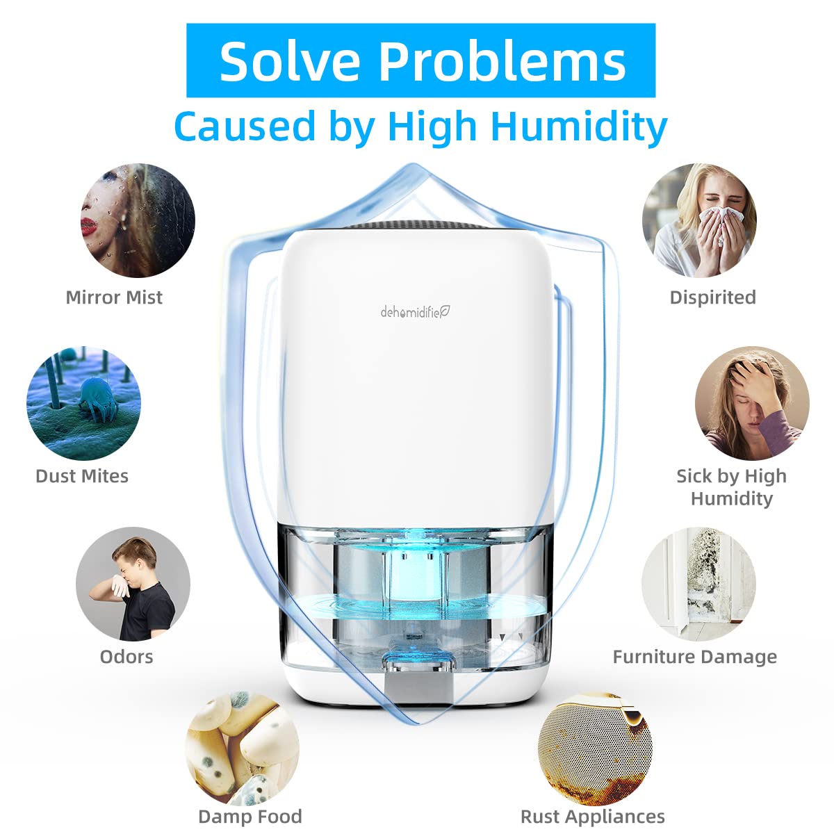 REEMKIZZ 35 oz Dehumidifier for Home Ultra Quiet Auto Shutoff Dehumidifier for Closet Wardrobe Bedroom Kitchen (300 sq. ft) White