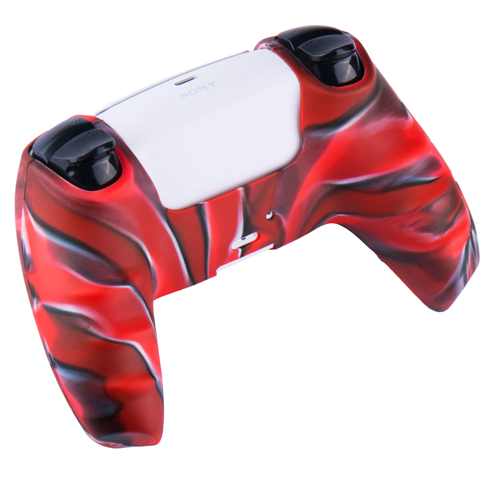 YoRHa Silicone Rubber Gel Customizing Skin Cover for PS5 Controller(Camouflage Red Blue Green) x 3 With Thumb Grips x 6
