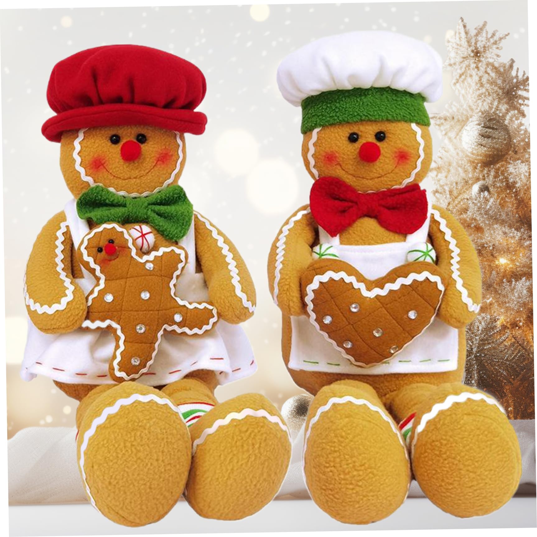 DAGLLGEW Gingerbread Man Plush 2Pcs Christmas Gingerbread Pillow Stuffed Cute Gingerbread Man Plush Toys Gingerbread Christmas Decorations Gifts for Christmas