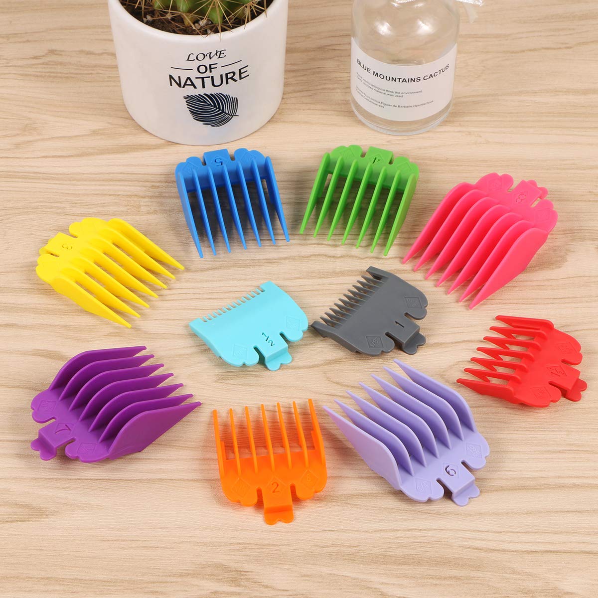 CABAX 10 Pcs Colorful Professional Hair Clipper Combs Guides 1/16β to 1β,Attachment Guide Combs Replacement Guards Set for Wahl Clippers/Trimmers