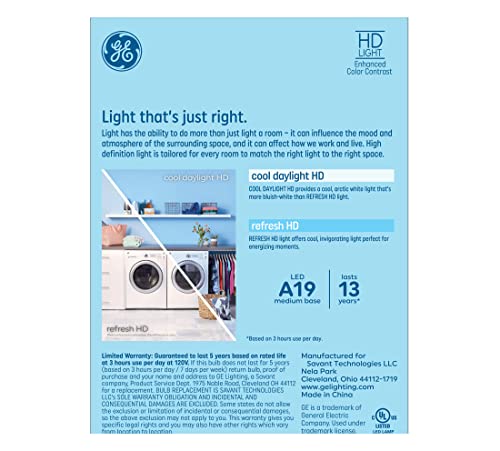GE Refresh 60-Watt EQ A19 Cool Daylight Medium Base (e-26) Dimmable LED Light Bulb (4-Pack)