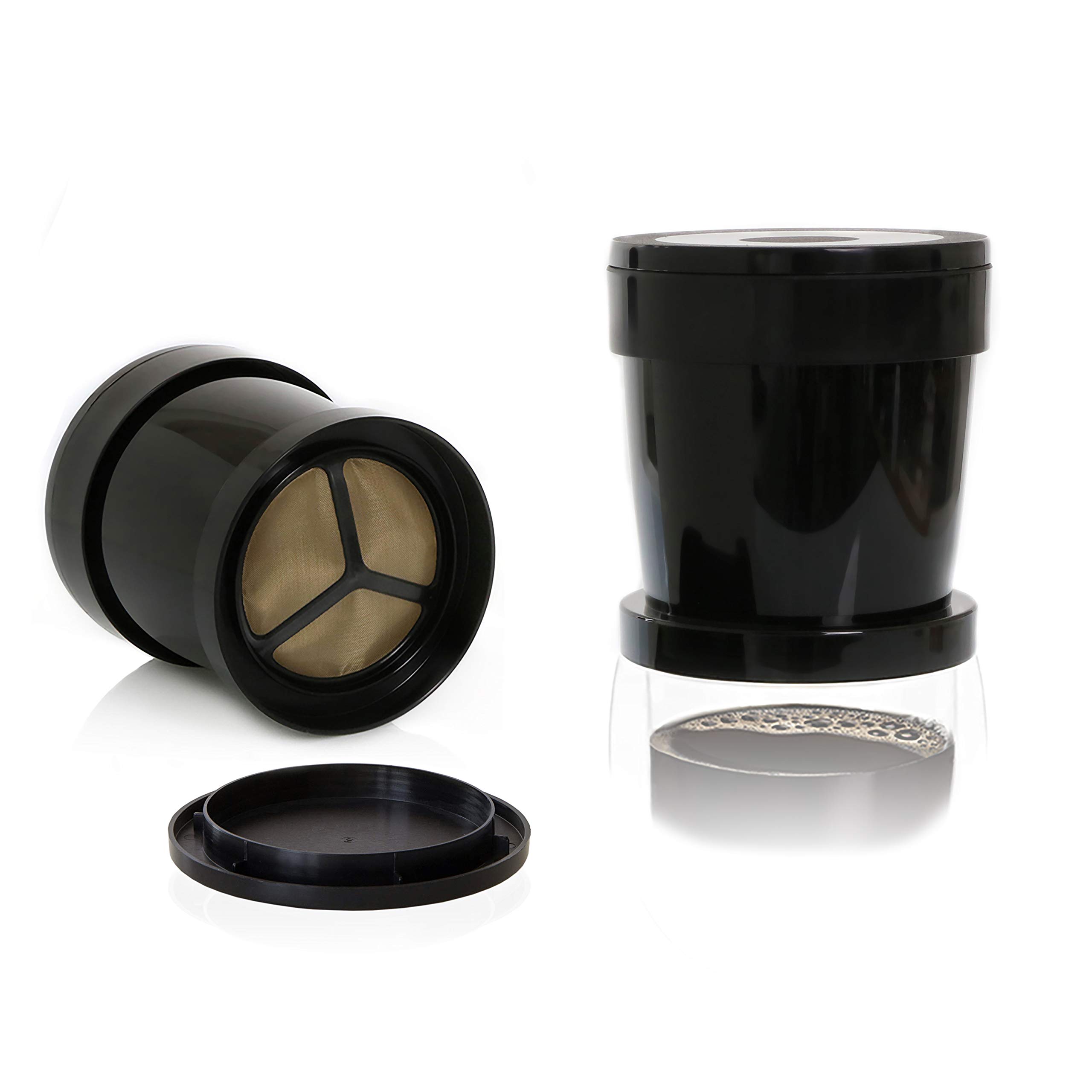 Finum Coffee Sprinter Pour Over Brewing Filter with Micro-Fine Stainless Steel Mesh, For a Single Cup, Black