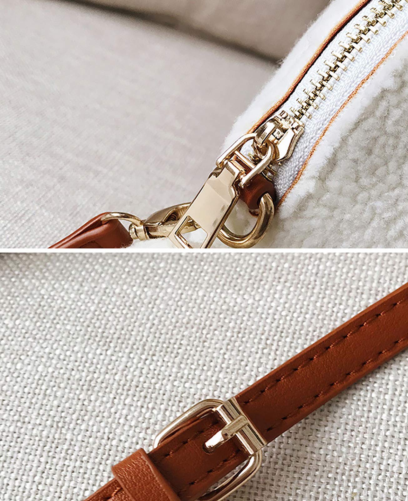 QZUnique Rabbit Shape Handbag Women's Lovely Plush Toy Crossbody Bag Rope Strap Shoulder Bag