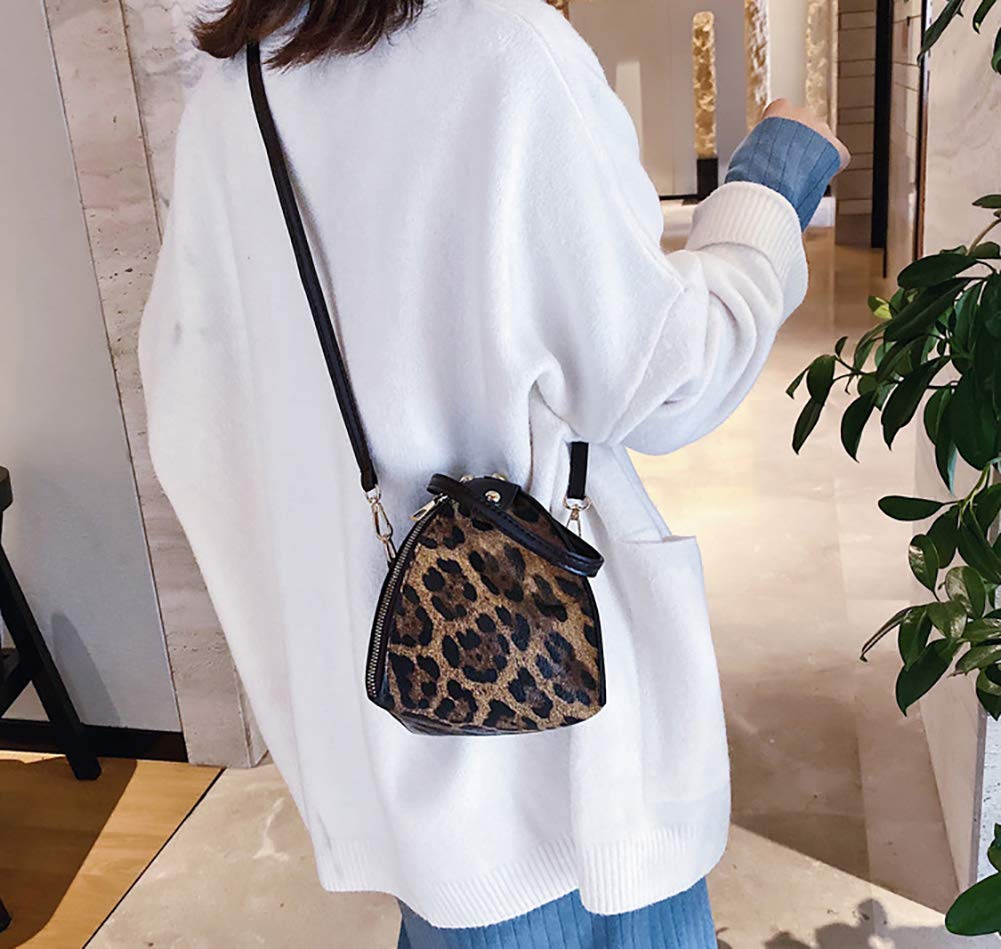 QZUnique Women's Sexy Leopard Print Handbag Triangle Shoulder Bag PU Leather Crossbody Purse