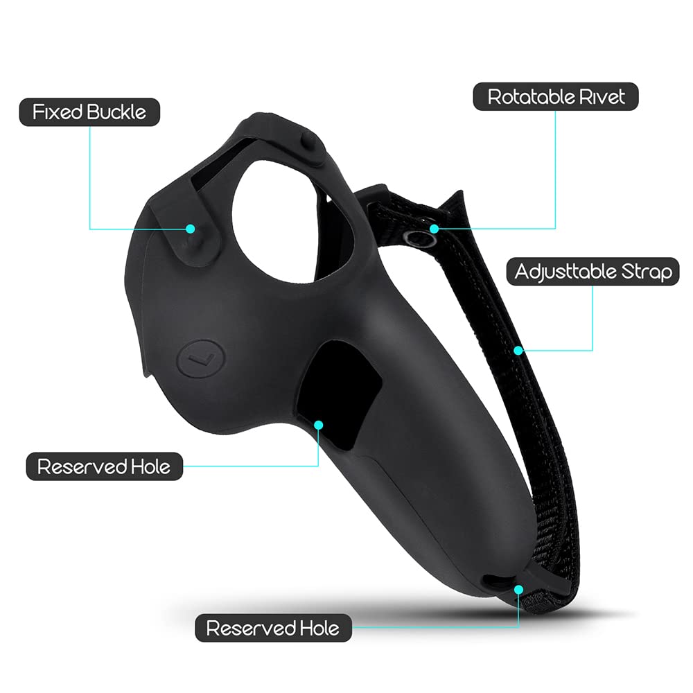 Controller Grips for Oculus Quest 2, Silicone Anti-Throw Grips Cover with Adjustable Knuckle Straps, Protector for Meta/Oculus Quest 2 Accessories