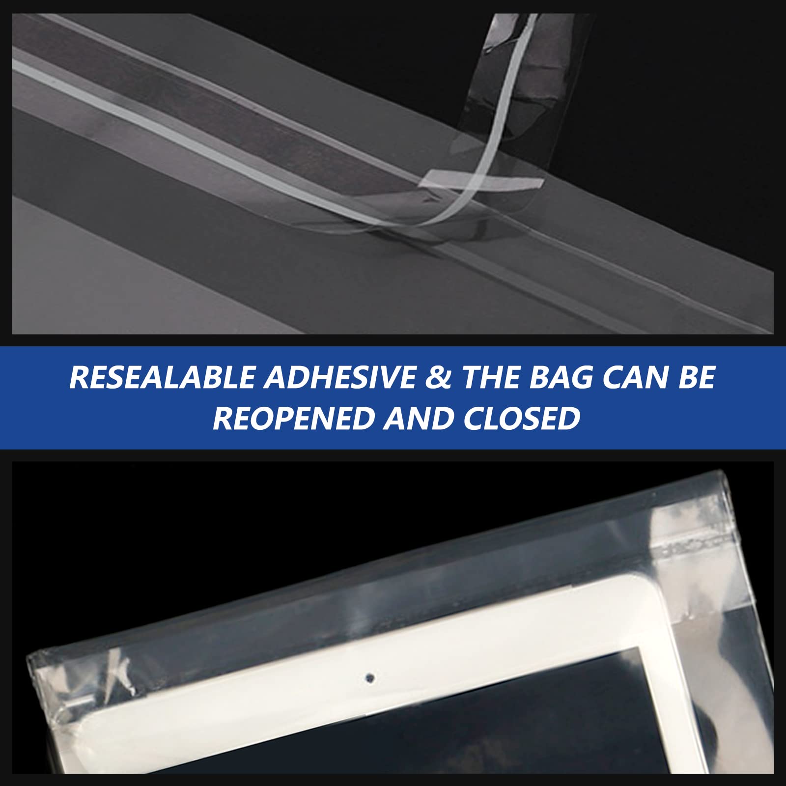iMailer - 200 Count - 9" x 12" Clear Plastic Poly Bags with Suffocation Warning Self Seal for A4, Documents, Clothing, Shipping, Packaging - Resealable Adhesive, Not Strong