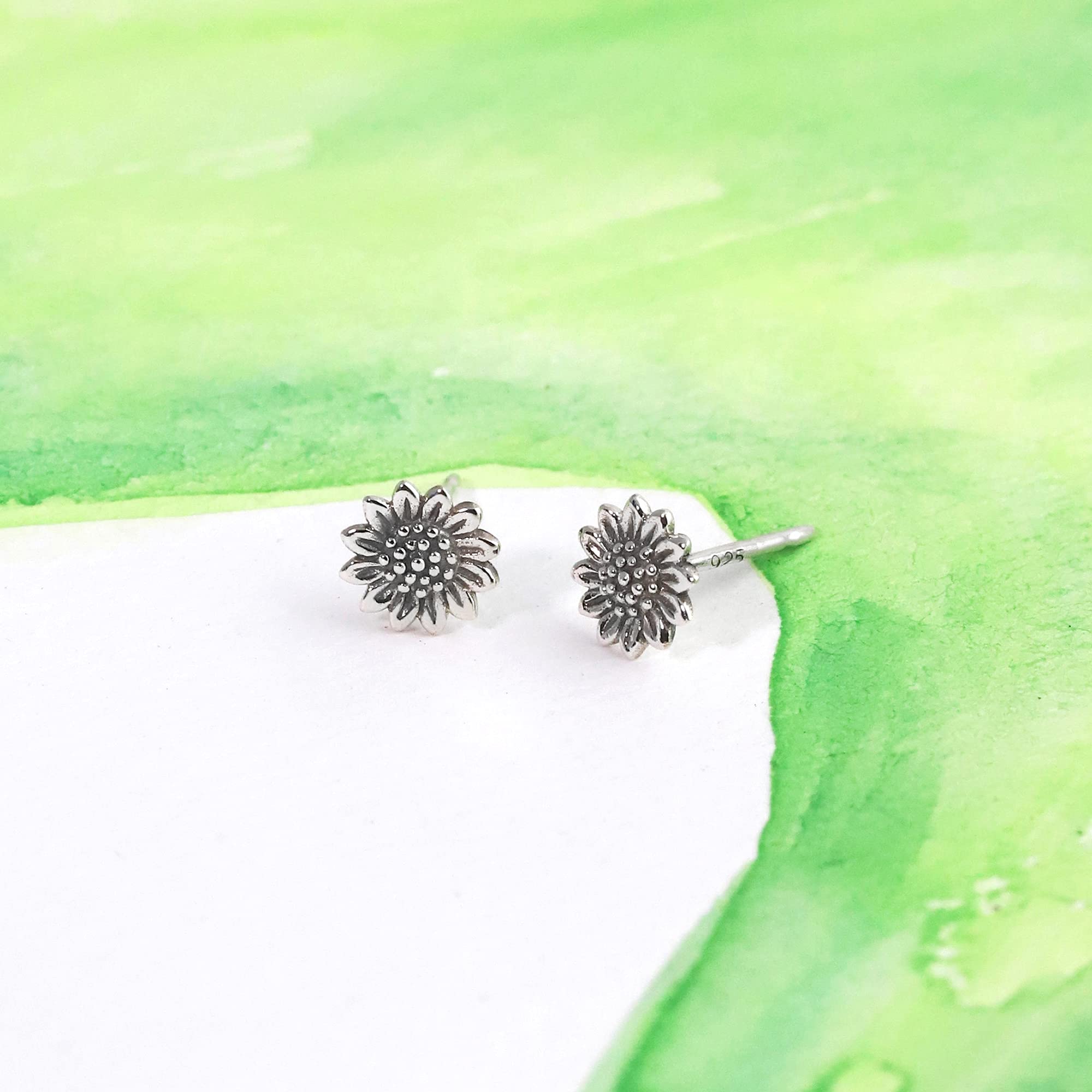 Boma Jewelry Sterling Silver Sunflower Stud Earrings