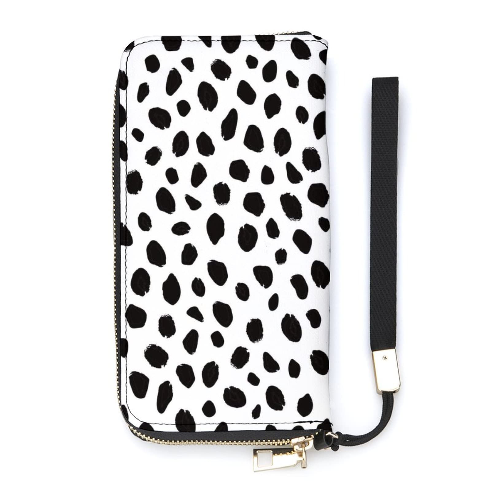 Dalmatians Dog Print Wallet Vertical Clutch Wristlet Strap Long Purse with Pocket Handbag for Travel Work