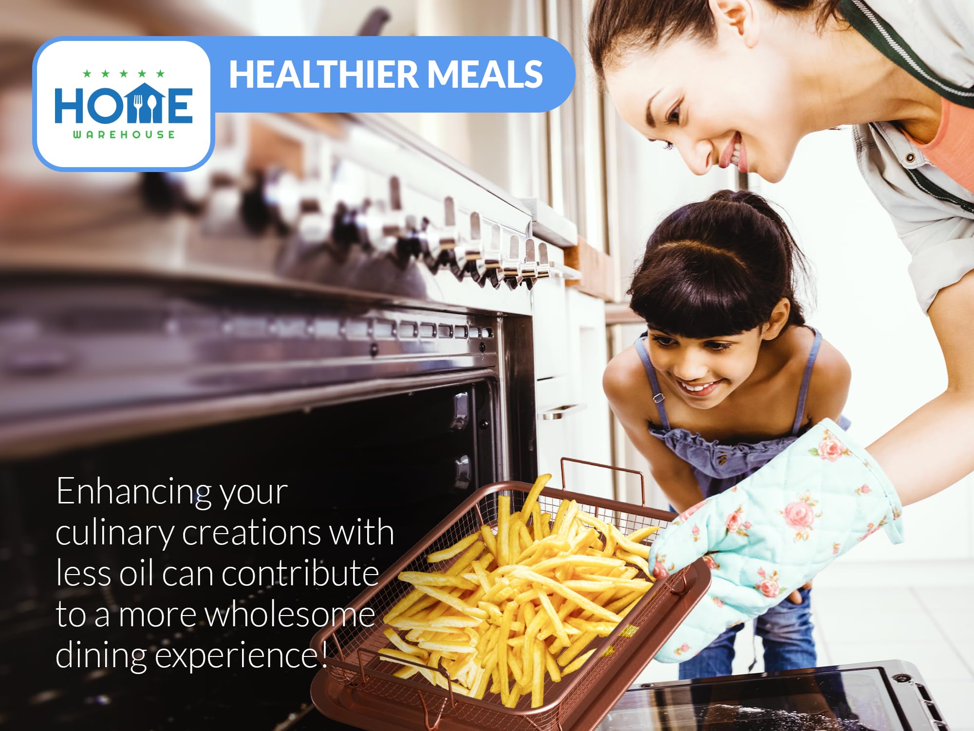 Home Warehouse Premium Carbon Steel Air Fryer Basket for Oven | Superior Craftsmanship | Sleek Design | Robust, Rust-Proof and Dishwasher-Safe