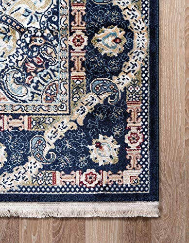 Unique Loom Narenj Collection Classic Traditional Medallion Textured Design Area Rug, 5 x 8 ft, Navy Blue/Tan