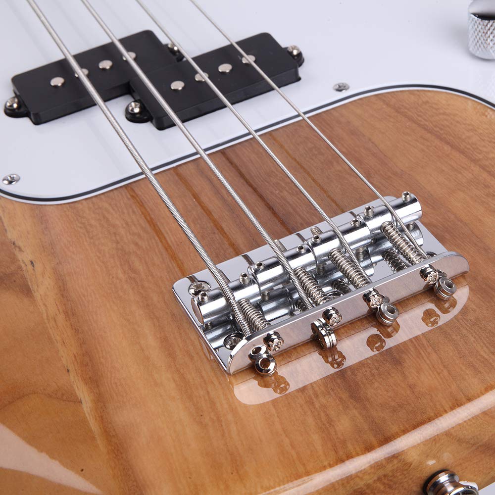 Lykos Fashion White Full Size 4-String Electric Bass Guitar Burning Fire Style (Burly Wood)
