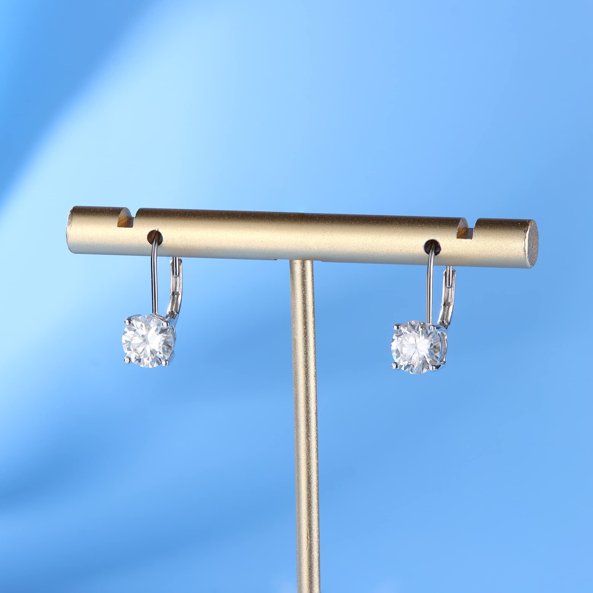 Blahanna Moissanite Earrings,1.0ct-2.0ct D Color Brilliant Round Cut Lab Created Diamond Earrings 18K White Gold Sterling Silver Dangle Earrings Moissanite Leverback Drop Earrings