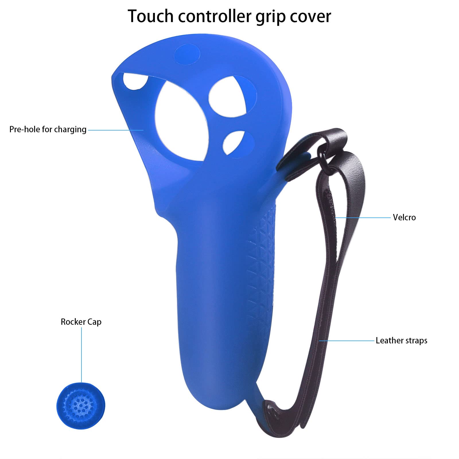 Controller Grips Cover Compatible with Oculus Quest pro Accessories, with Battery Opening Cover and Anti-Detachment Strap (Blue Grips)