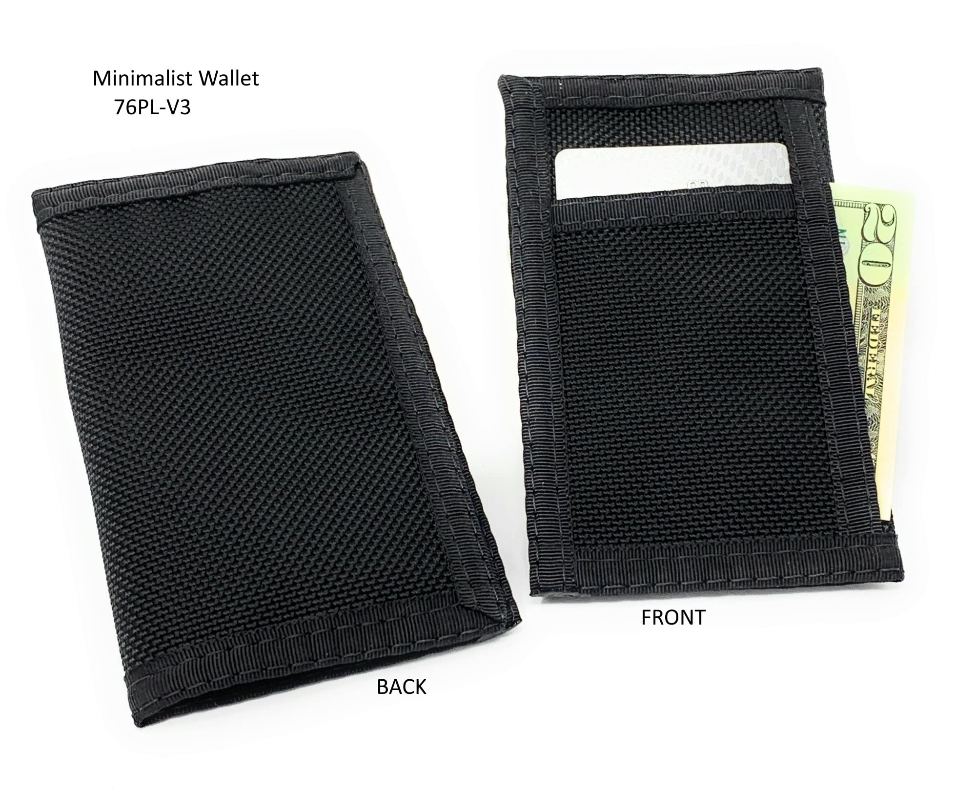 Rainbow of California Minimalist Front Credit Card Pocket Slim Wallet/Inside Keyring Lanyard Attachable / V3 (Black)